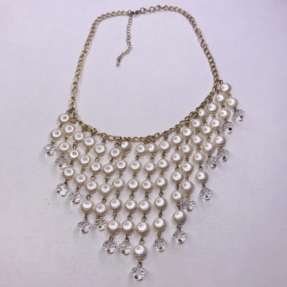 Unbranded | Jewelry | Waterfall Necklace Beaded Disc Pearlized Clear ...